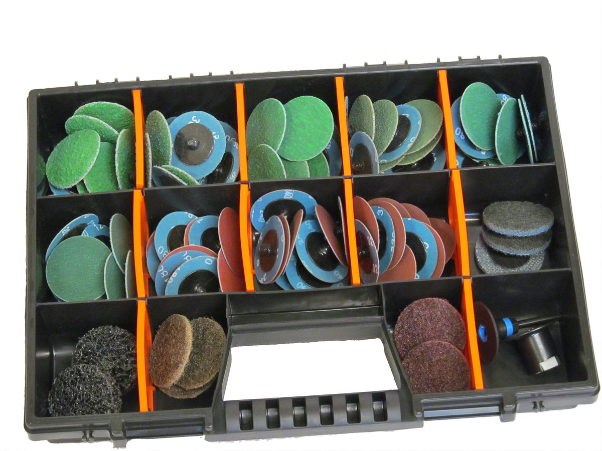 Quick Change Disc Starter Kit – 100pc Roloc Compatible Set + Holders